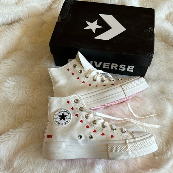 Converse | Shoes | Converse Chuck Taylor Allstar Lift Hiwhite Red Heart ...